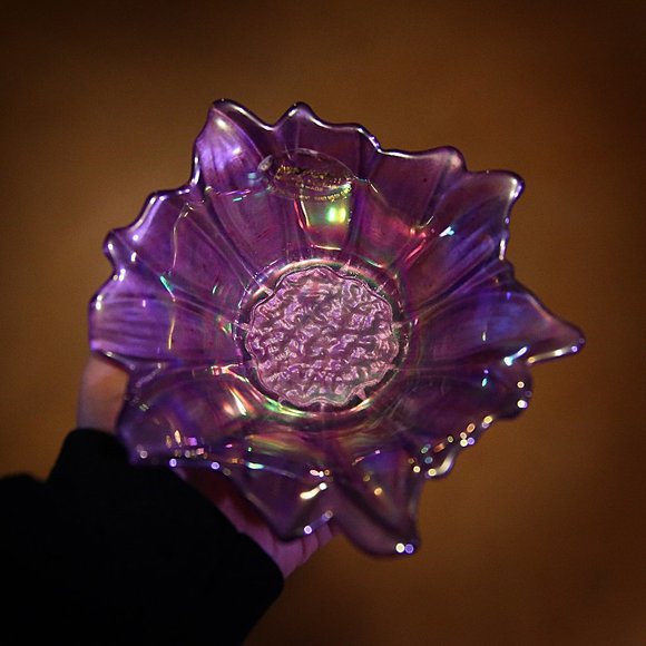 Akcam | Art | Akcam Purple Iridescent Floral Turkish Art Glass Bowl ...